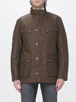 BARBOUR INTERNATIONAL Duke High Neck Waxed Cotton Jacket With Patch Pockets - Brown