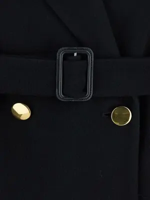 Tagliatore Long Double-breasted Belted Coat In Virgin Wool And Cashmere