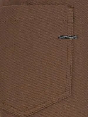 Brunello Cucinelli Wide Leg Viscose And Silk Pants With Monili Detail - Brown