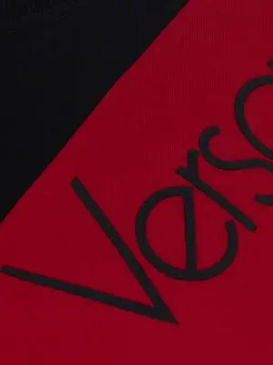Versace Stretch-cotton T-shirt With Contrast Logo And Dropped Shoulders