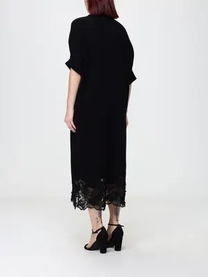Fabiana Filippi Lace-insert Wool And Cashmere Midi Dress - Black