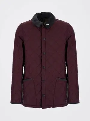 Barbour Short Quilted Waterproof Cotton Jacket With A Velvet Collar - Burgundy