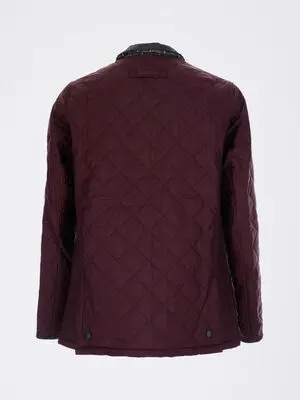 Barbour Short Quilted Waterproof Cotton Jacket With A Velvet Collar - Burgundy