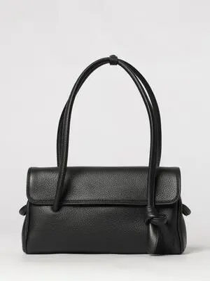 Jacquemus Le Turismo Grained Calfskin Shoulder Bag With Logo - Black