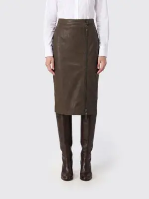 Pinko High-waisted Midi Pencil Skirt In Viscose Blend With Off-center Zip - Dark