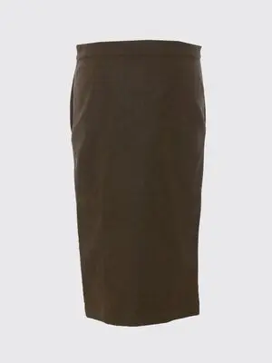 Pinko High-waisted Midi Pencil Skirt In Viscose Blend With Off-center Zip - Dark