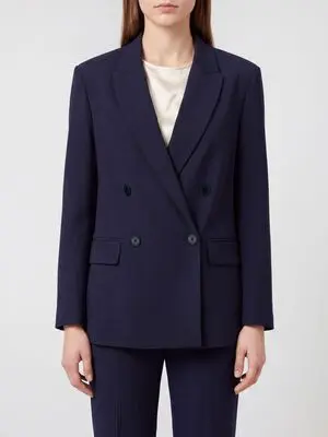 TWINSET Double-breasted Viscose Blend Blazer With Peak Lapels - Blue