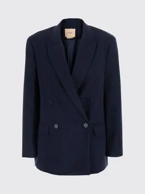 TWINSET Double-breasted Viscose Blend Blazer With Peak Lapels - Blue