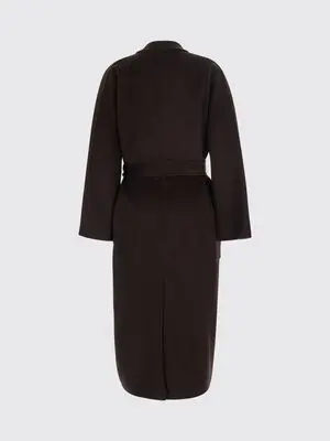 Elisabetta Franchi Long Robe Coat In Pure Wool With A Waist Belt