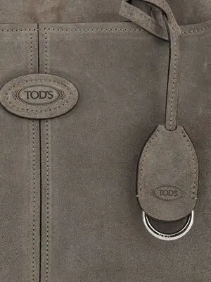 TOD'S Leather And Suede Handbag With Double Handle And Logo Charm