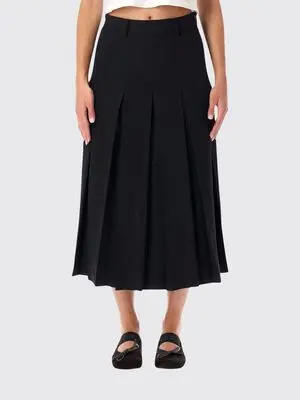 MAISON MARGIELA High-waisted Pleated Midi Skirt In Virgin Wool Blend