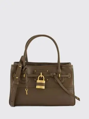 Chloé Paddington Handbag In Calf Leather With Padlock And Removable Shoulder Strap - Brown