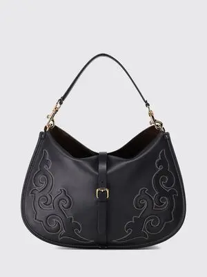 Etro Embroidered Calfskin Shoulder Bag With Buckle Closure