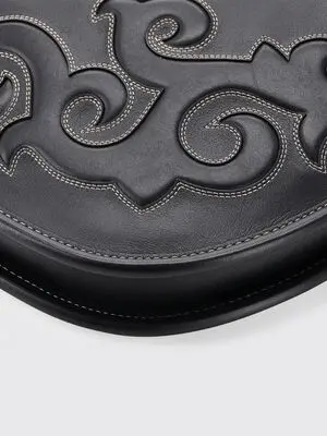 Etro Embroidered Calfskin Shoulder Bag With Buckle Closure