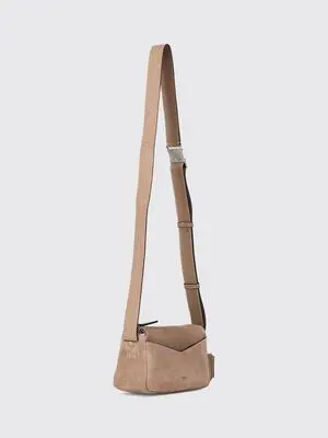 Max Mara Suede Leather Crossbody Bag With Logo Charm