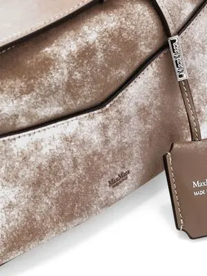 Max Mara Suede Leather Crossbody Bag With Logo Charm