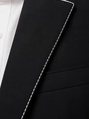 Philipp Plein Single-breasted Virgin Wool Blazer With Contrast Piping
