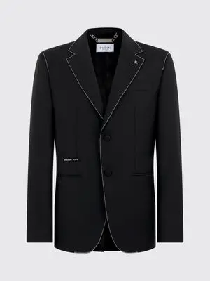 Philipp Plein Single-breasted Virgin Wool Blazer With Contrast Piping