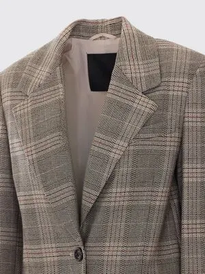Liu Jo Viscose Blend Blazer With Tartan Print And Lace Inserts