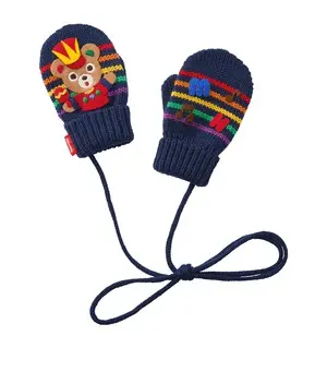 MIKI HOUSE Wool-blend Bear Mittens - Navy