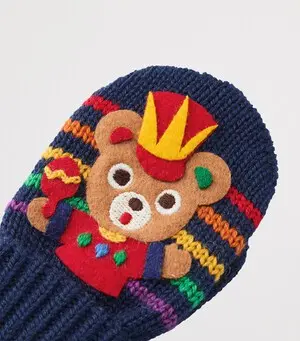MIKI HOUSE Wool-blend Bear Mittens