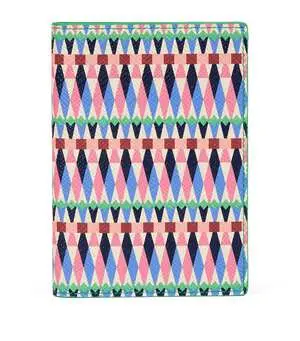 Smythson Leather Harlequin Panama Passport Cover - Pink