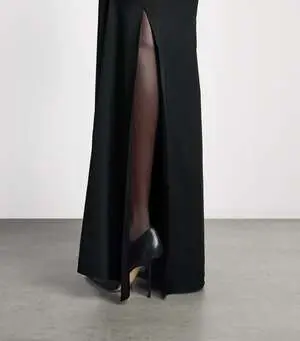 Victoria Beckham Gathered Shoulder-drape Long-sleeve Gown