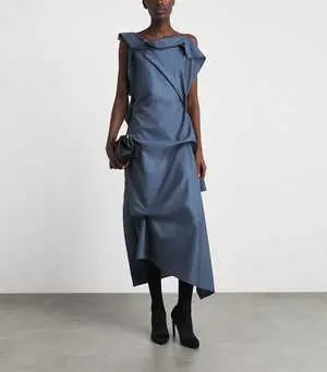 Victoria Beckham Wool Draped Midi Dress