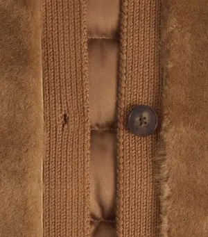 Lafayette 148 New York Shearling-camel Hair Quilted Gilet