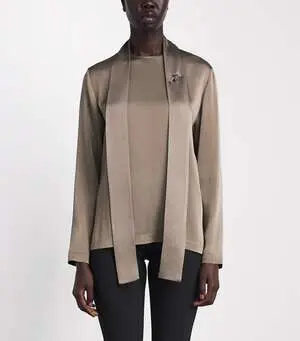 Fabiana Filippi Satin Asymmetric Ruched Blouse