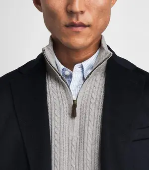 Polo Ralph Lauren Cotton Cable-knit Quarter-zip Sweater - Grey