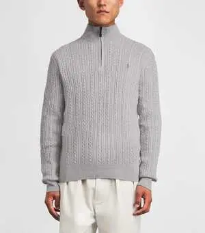 Polo Ralph Lauren Cotton Cable-knit Quarter-zip Sweater - Grey