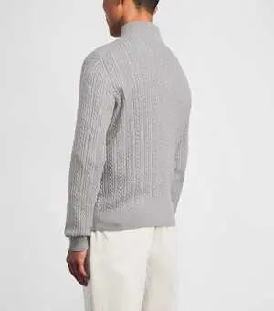 Polo Ralph Lauren Cotton Cable-knit Quarter-zip Sweater - Grey