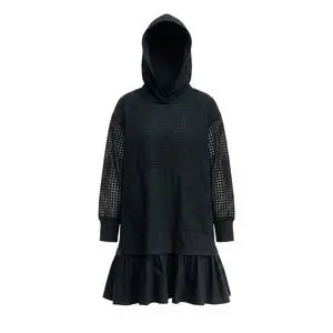 LARISA DRAGNA Hoodie-style Dress With A Gingham Insert - Black