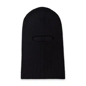 PAUL JAMES KNITWEAR Merino Cashmere Aurelius Fisherman Rib Balaclava - Black