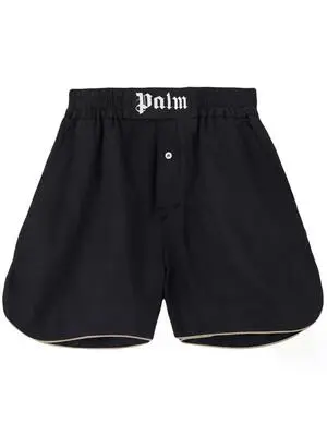 Palm Angels Logo-patch Cotton Boxer Shorts - Black