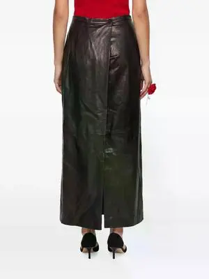 Magda Butrym Pleated Leather Maxi Skirt