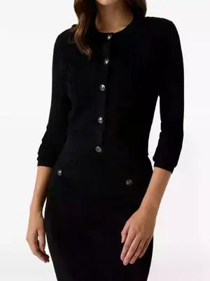 Guess Cable-knit Button-down Cardigan - Black