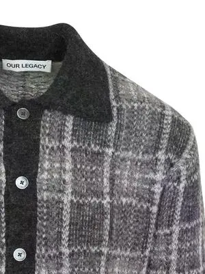 Our Legacy Evening Check-pattern Knit Cardigan - Grey