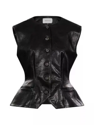 Magda Butrym Peplum-hem Leather Gilet - Black
