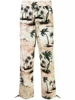 Palm Angels Palm Tree-print Trousers - Neutrals