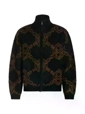 DAILY PAPER Shield Monogram-pattern Zip-up Sweater - Black