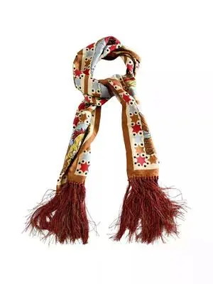 BODE Cowboy Comic Graphic-print Fringed Scarf