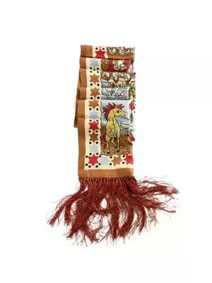 BODE Cowboy Comic Graphic-print Fringed Scarf
