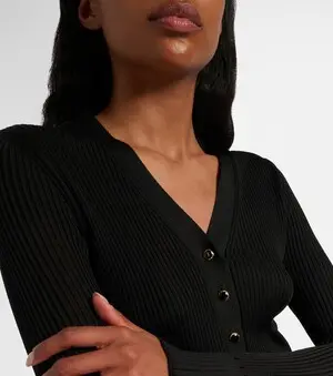 Saint Laurent Ribbed-knit Wool, Cashmere, Silk Cardigan