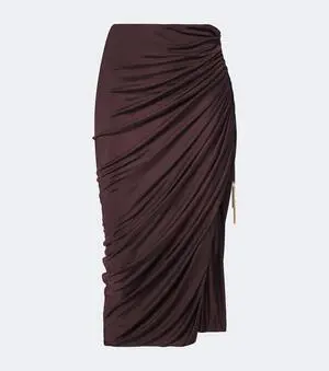 Balmain Ruched Jersey Midi Skirt