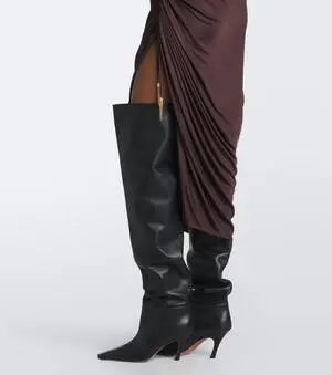 Balmain Ruched Jersey Midi Skirt