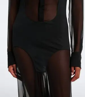 JEAN PAUL GAULTIER Knitted Silk-trimmed Shirt Dress