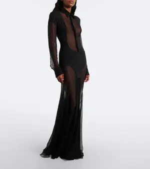 JEAN PAUL GAULTIER Knitted Silk-trimmed Shirt Dress
