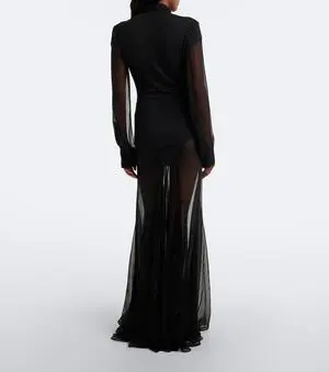 JEAN PAUL GAULTIER Knitted Silk-trimmed Shirt Dress